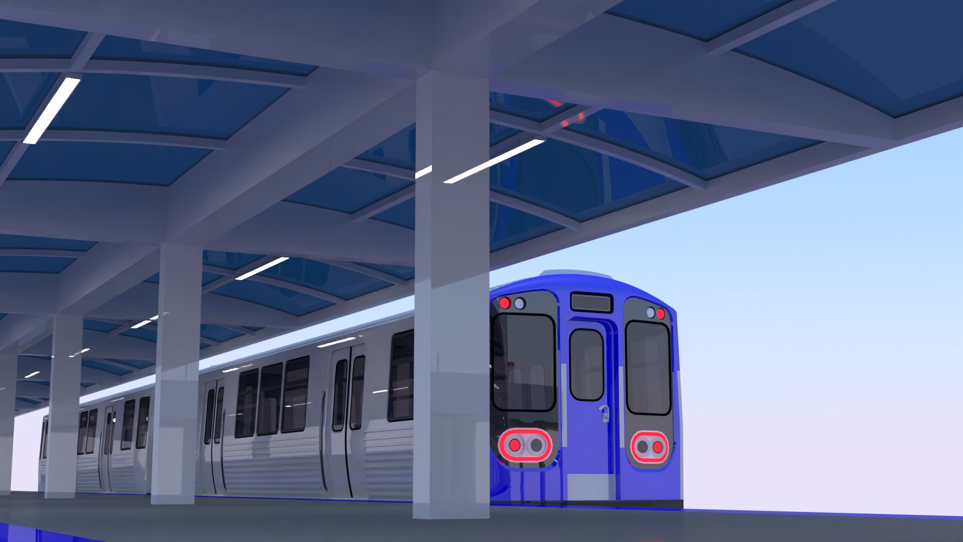 3D Chicago Metro Station With Train - TurboSquid 2102191