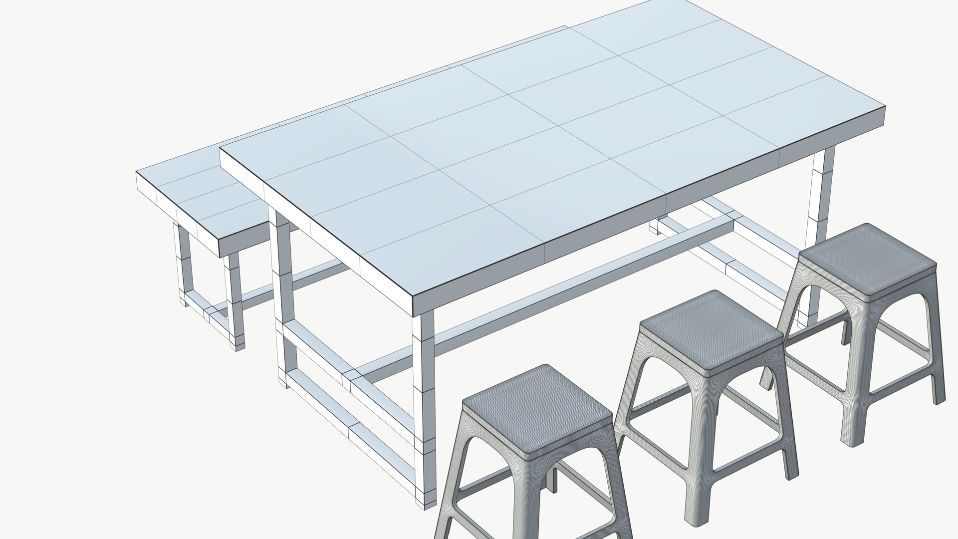 3D Realistic Wood Dining Table Stool model - TurboSquid 1998956