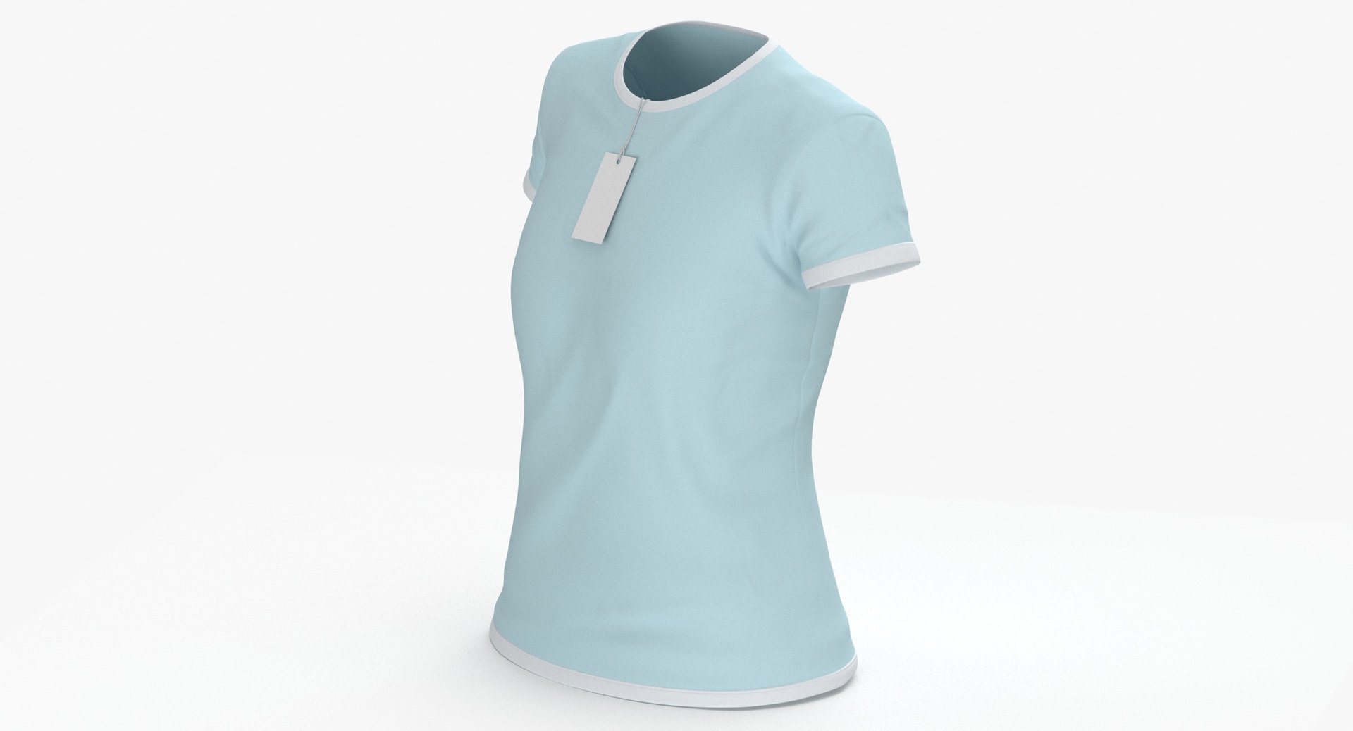 Female Crew Neck Worn With Tag White And Blue 02 3D Model - TurboSquid ...