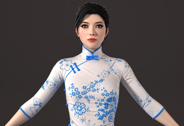 Asian woman Chinese dress beauty 3D 모델 3D 모델 - TurboSquid 1449231