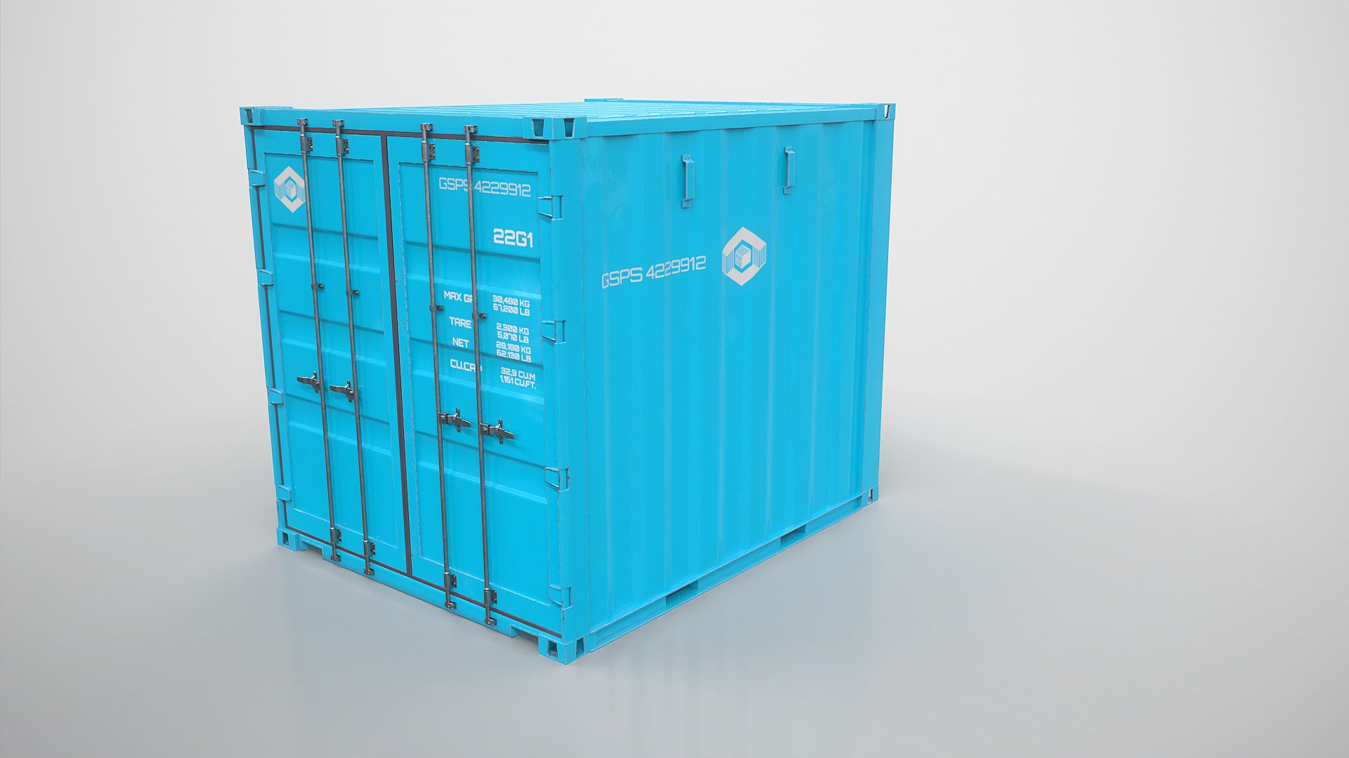 3D Intermodal Shipping Container 10-foot-long Blue Model - TurboSquid ...