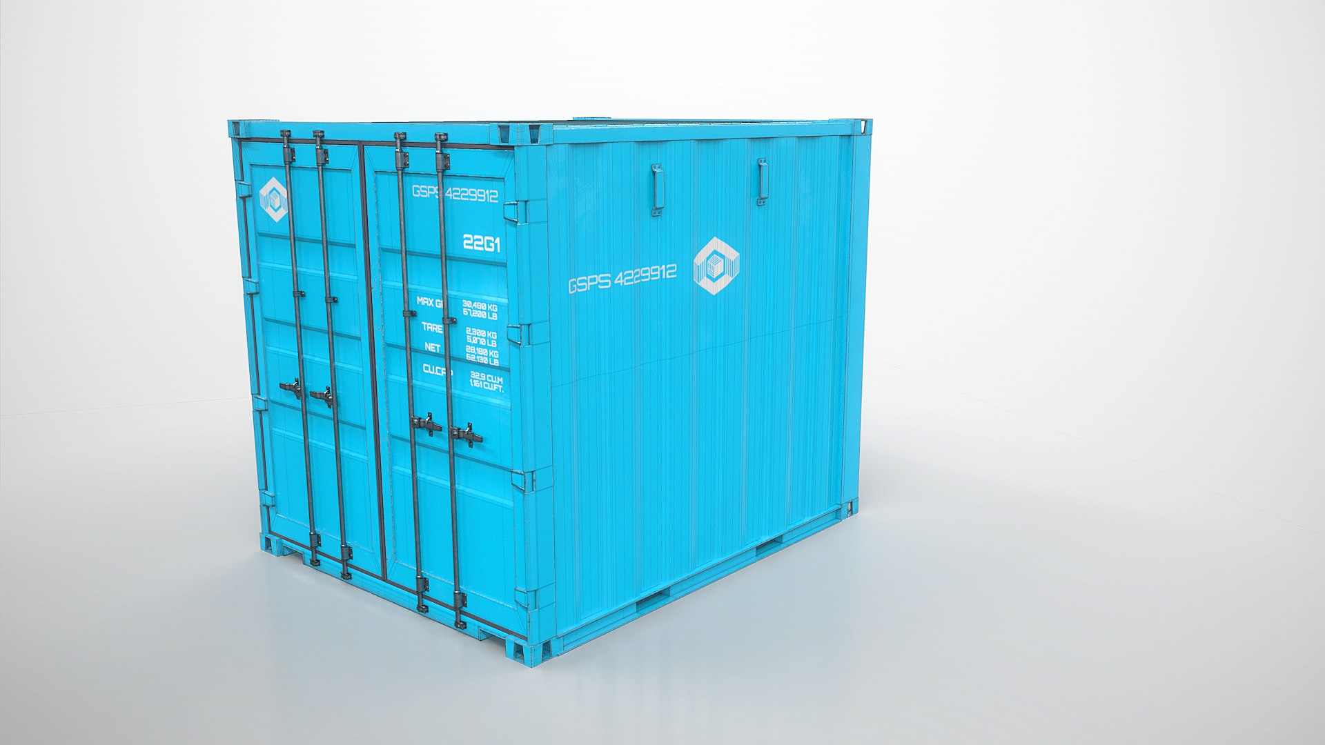 3D Intermodal Shipping Container 10-foot-long Blue Model - TurboSquid ...