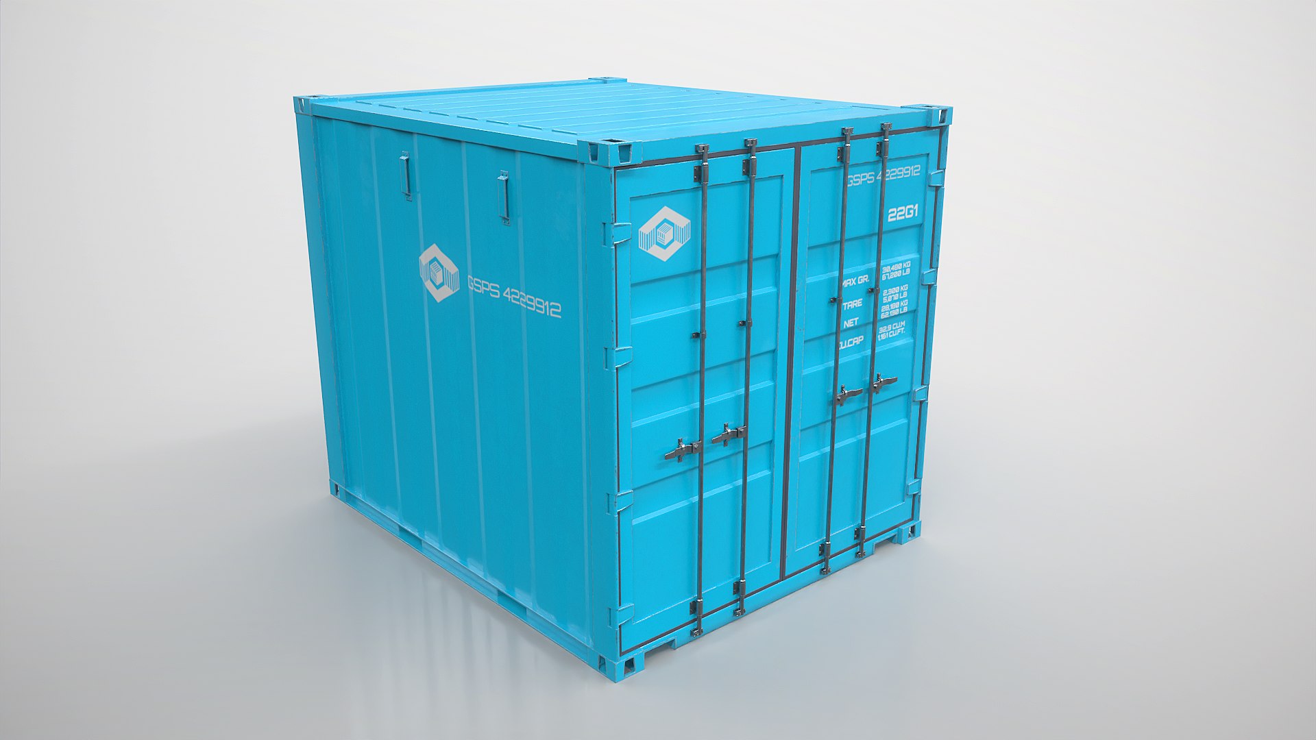 3D Intermodal Shipping Container 10-foot-long Blue Model - TurboSquid ...
