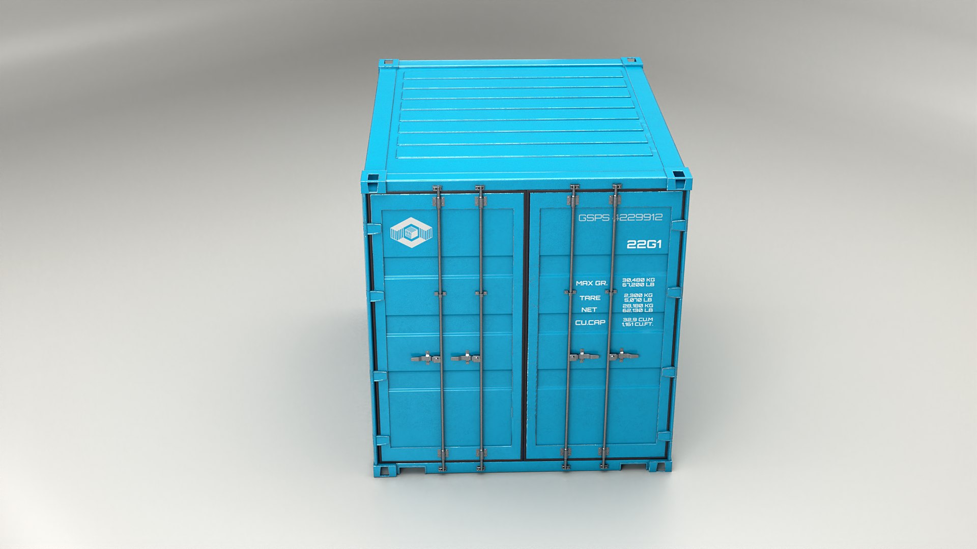 3D Intermodal Shipping Container 10-foot-long Blue Model - TurboSquid ...