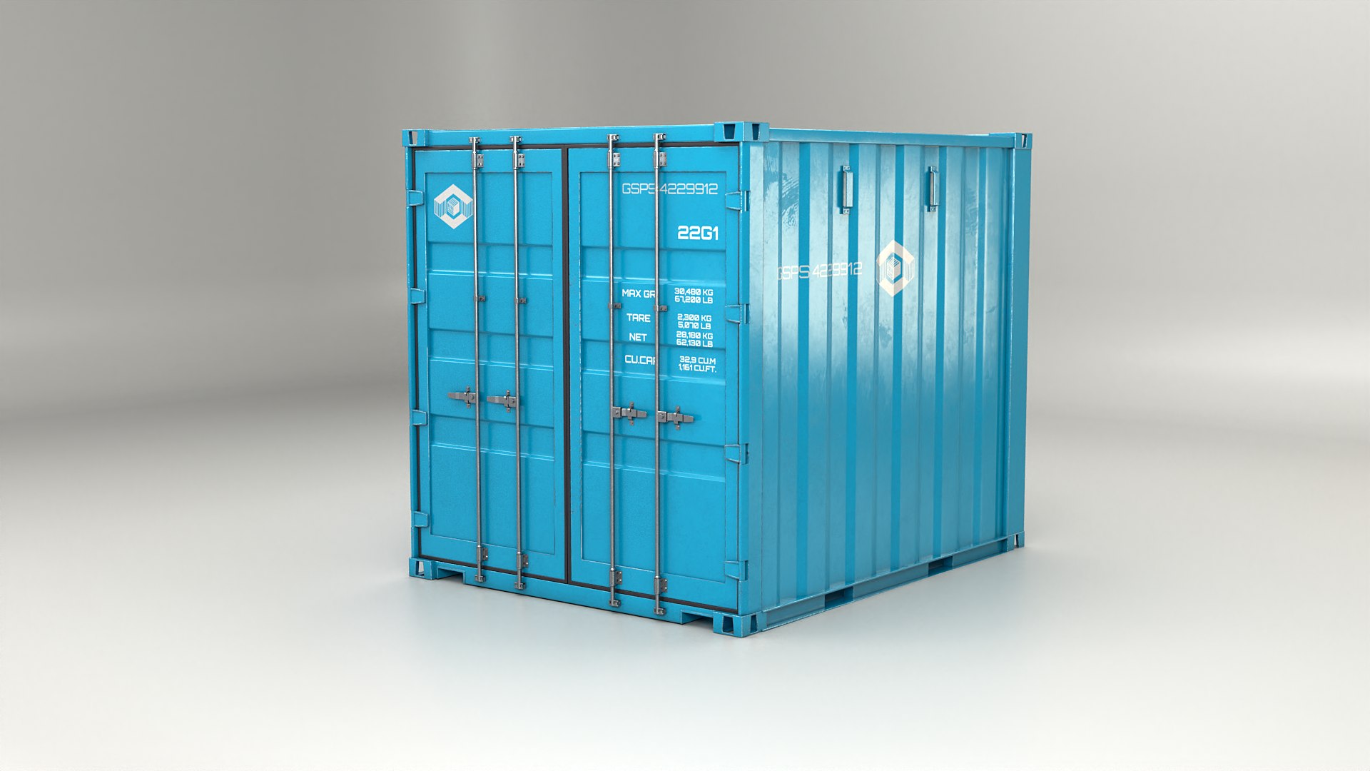 3D Intermodal Shipping Container 10-foot-long Blue Model - TurboSquid ...