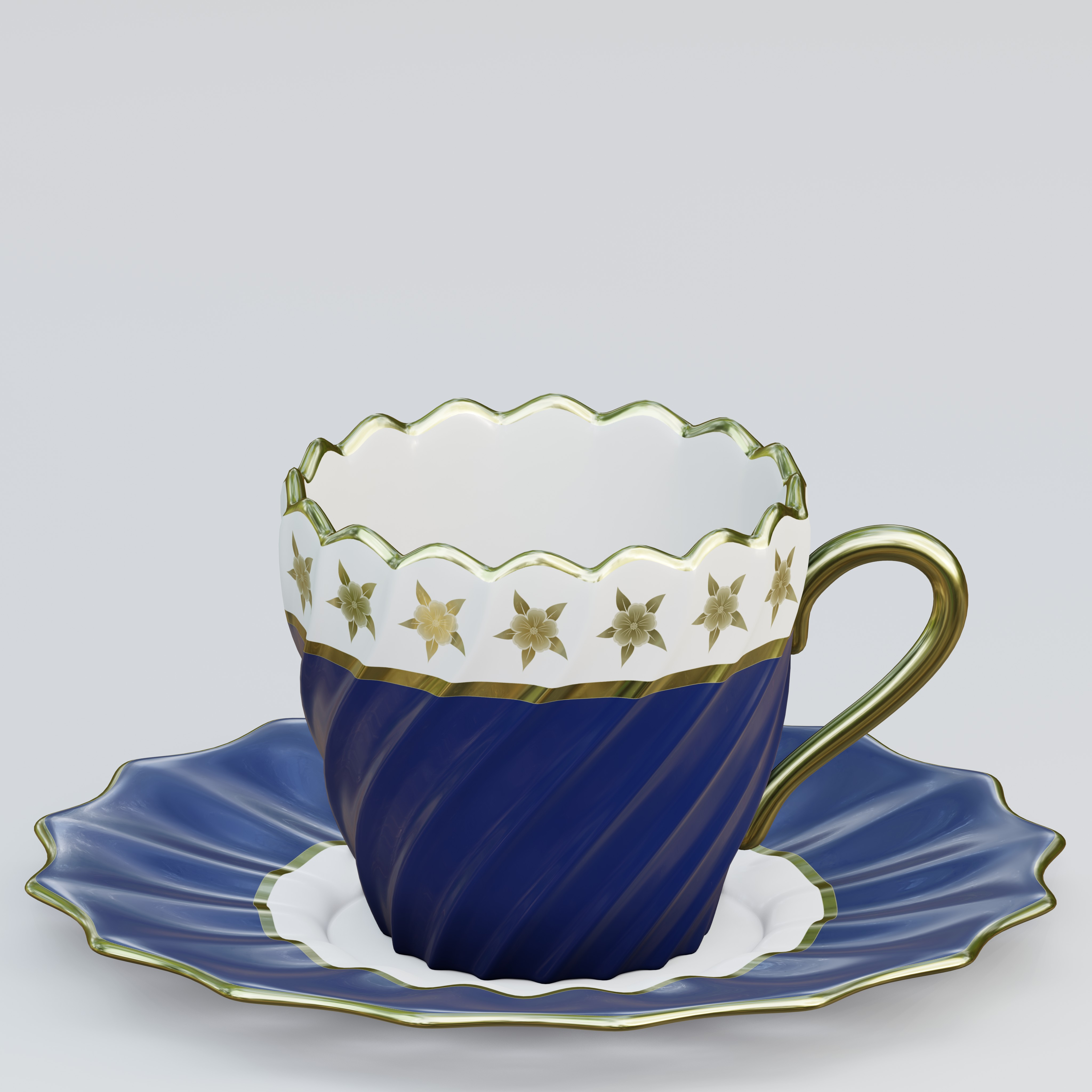 Fluted twisted teacup model - TurboSquid 1733227
