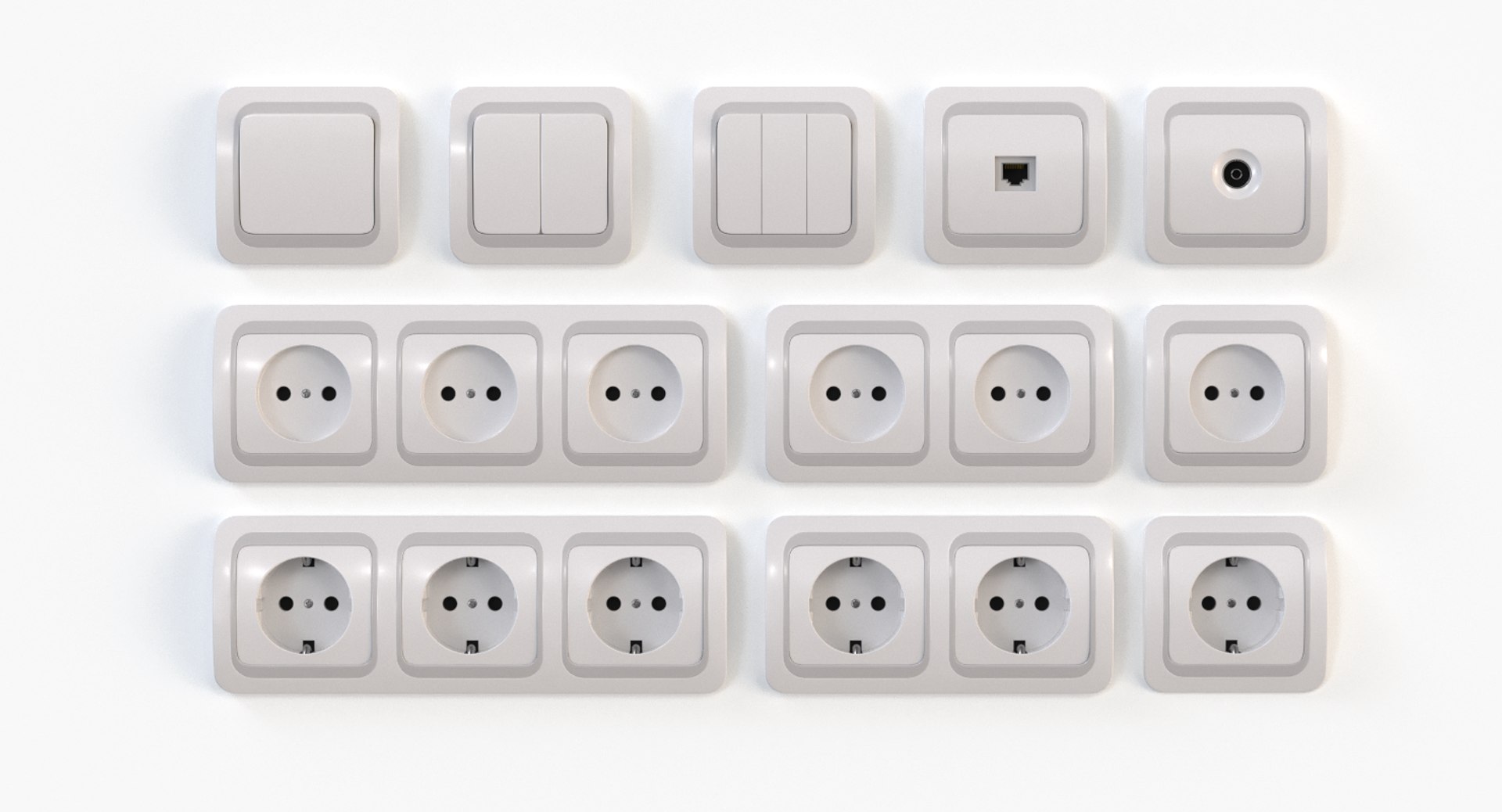 3d model of electrical installation set