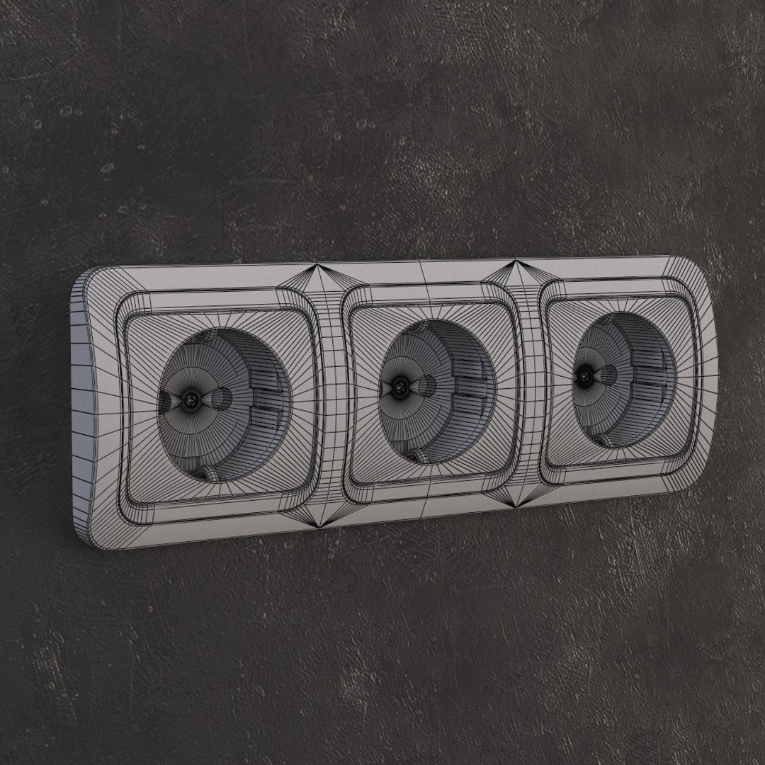 3d model of electrical installation set