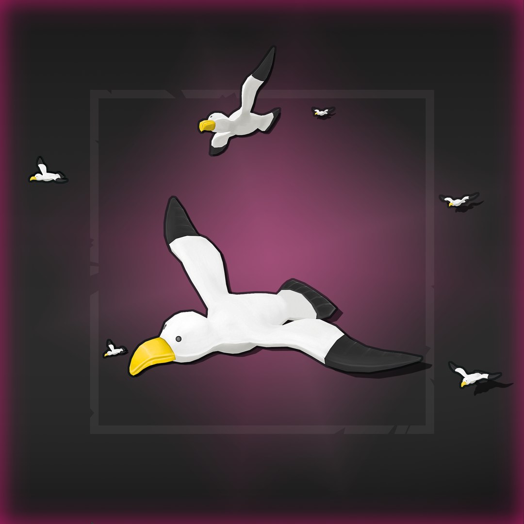 modelo 3d Game ready handpainted Seagull Low-poly 3D model - TurboSquid ...