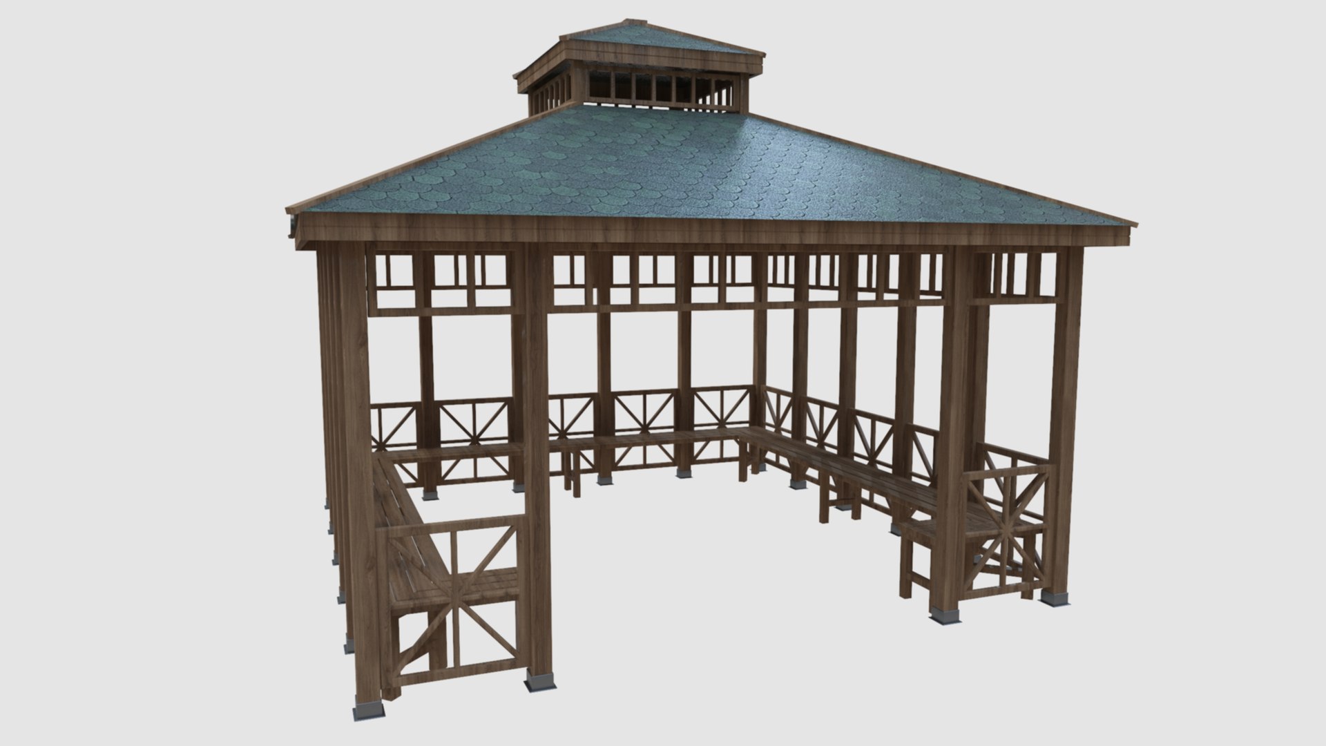 3D Wooden Garden Pergola Gazebo Arbor Collection - TurboSquid 1974811