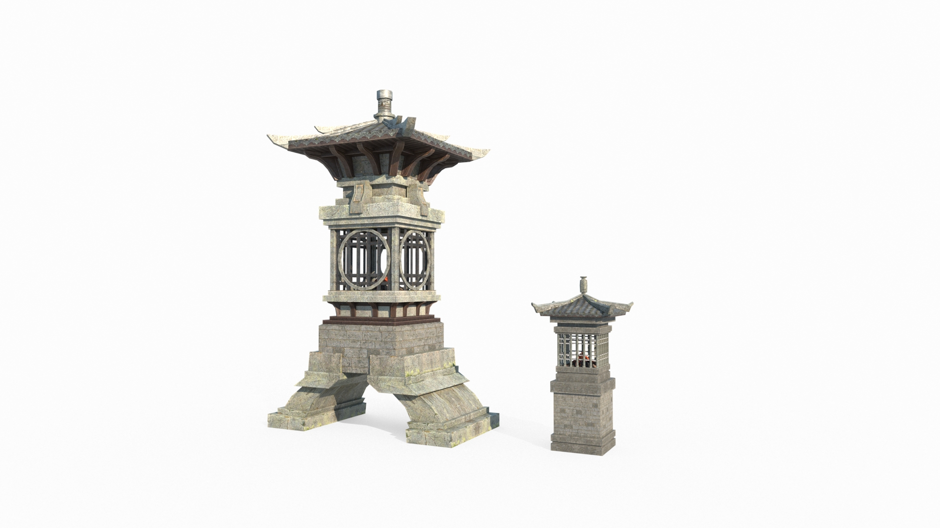 Asian Ancient Landscape Stone Lamp 3D Model - TurboSquid 2082647