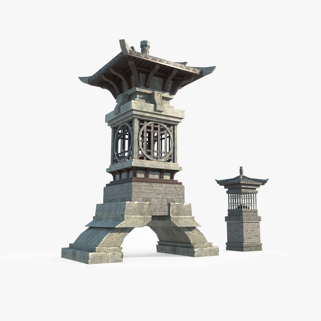 Asian Ancient Landscape Stone Lamp 3D Model - TurboSquid 2082647