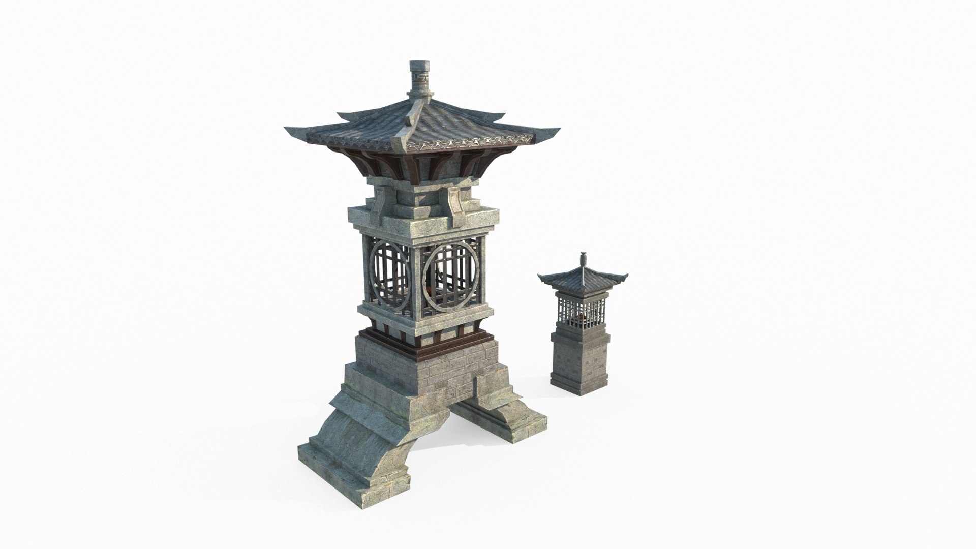Asian Ancient Landscape Stone Lamp 3D Model - TurboSquid 2082647