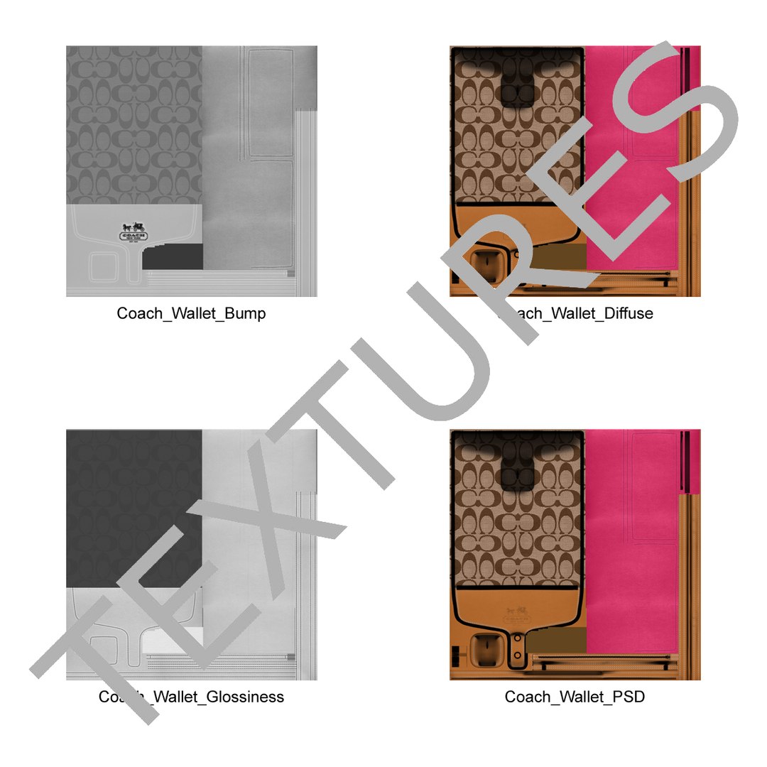 coach wallet 3d model