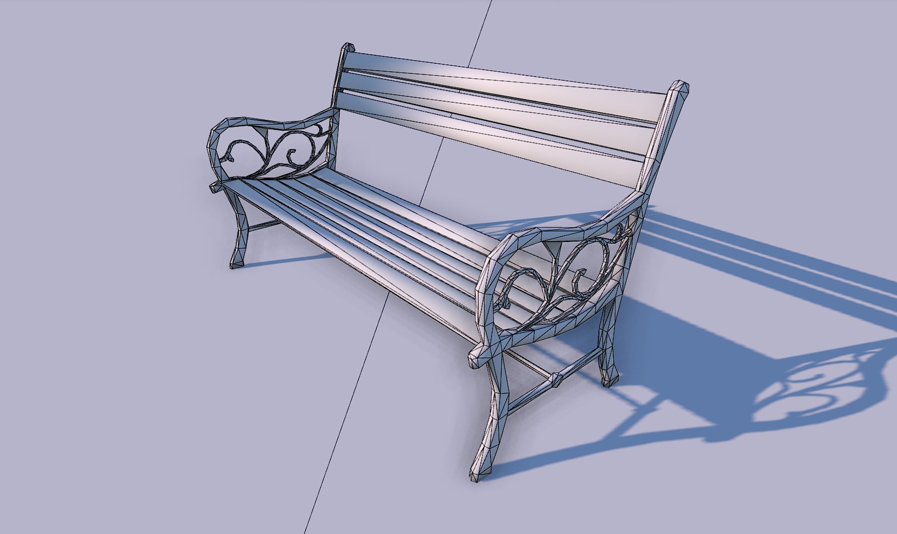 3d obj bench wooden