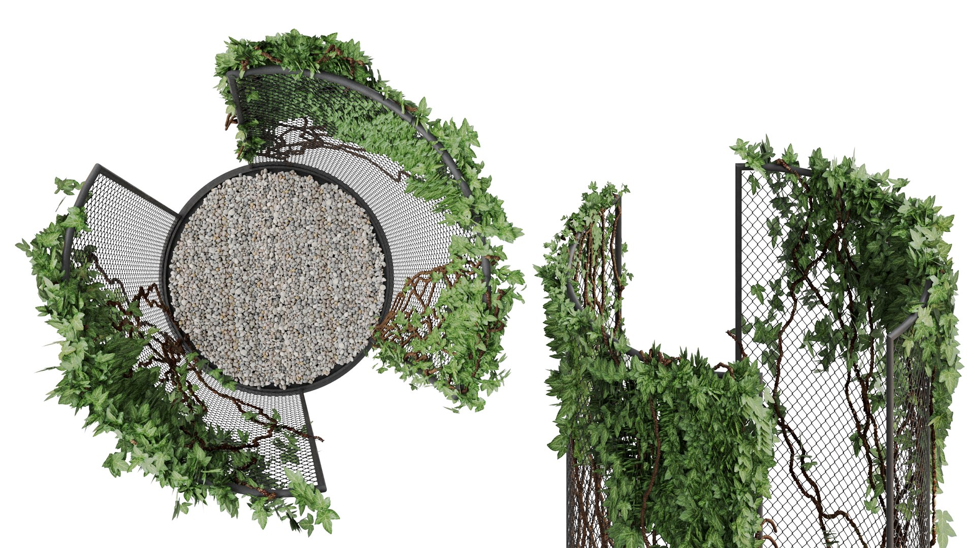 3D Metal partition with greenery - TurboSquid 2147420