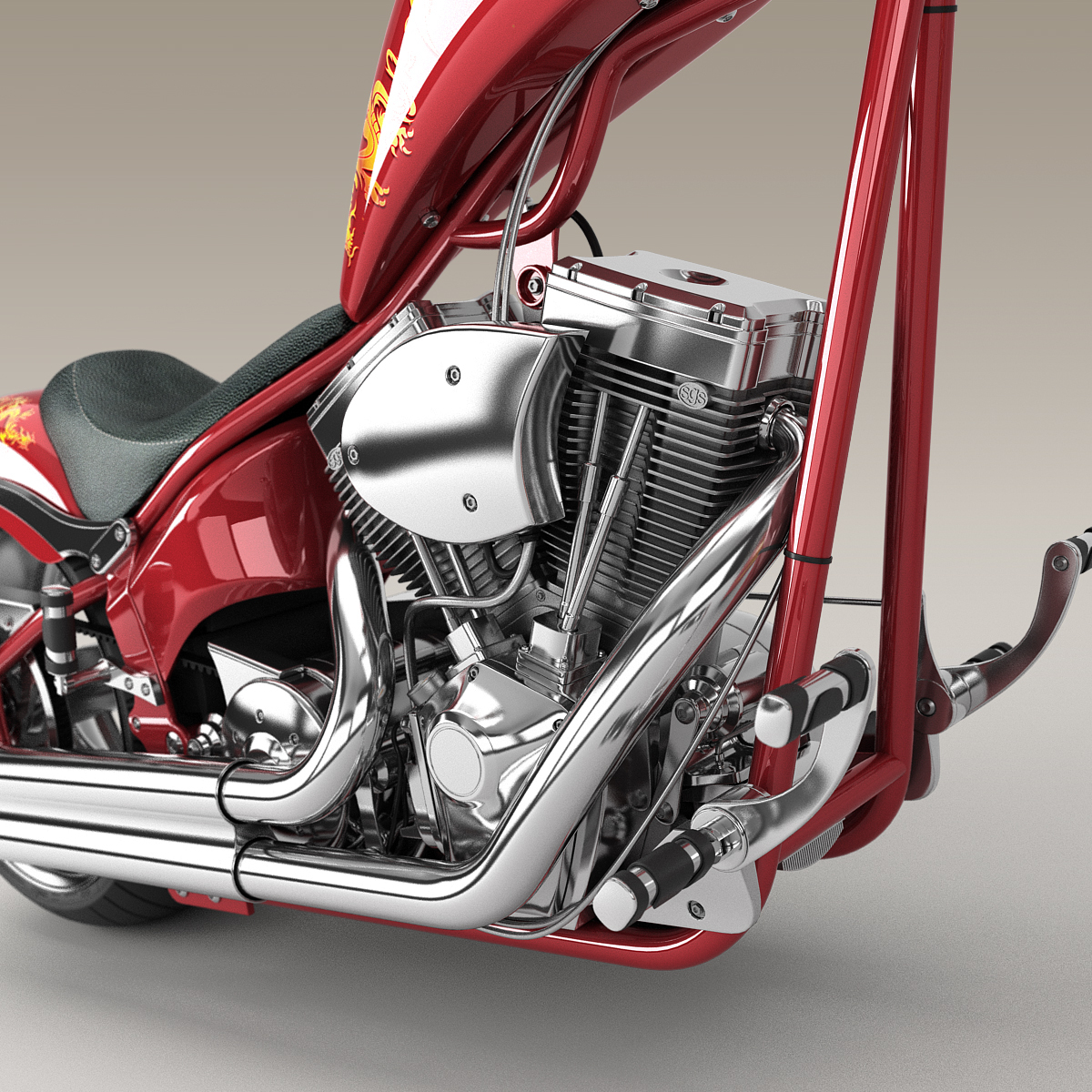 3d big dog k9 chopper motorcycle model
