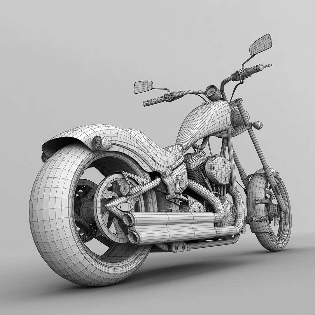 3d Big Dog K9 Chopper Motorcycle Model