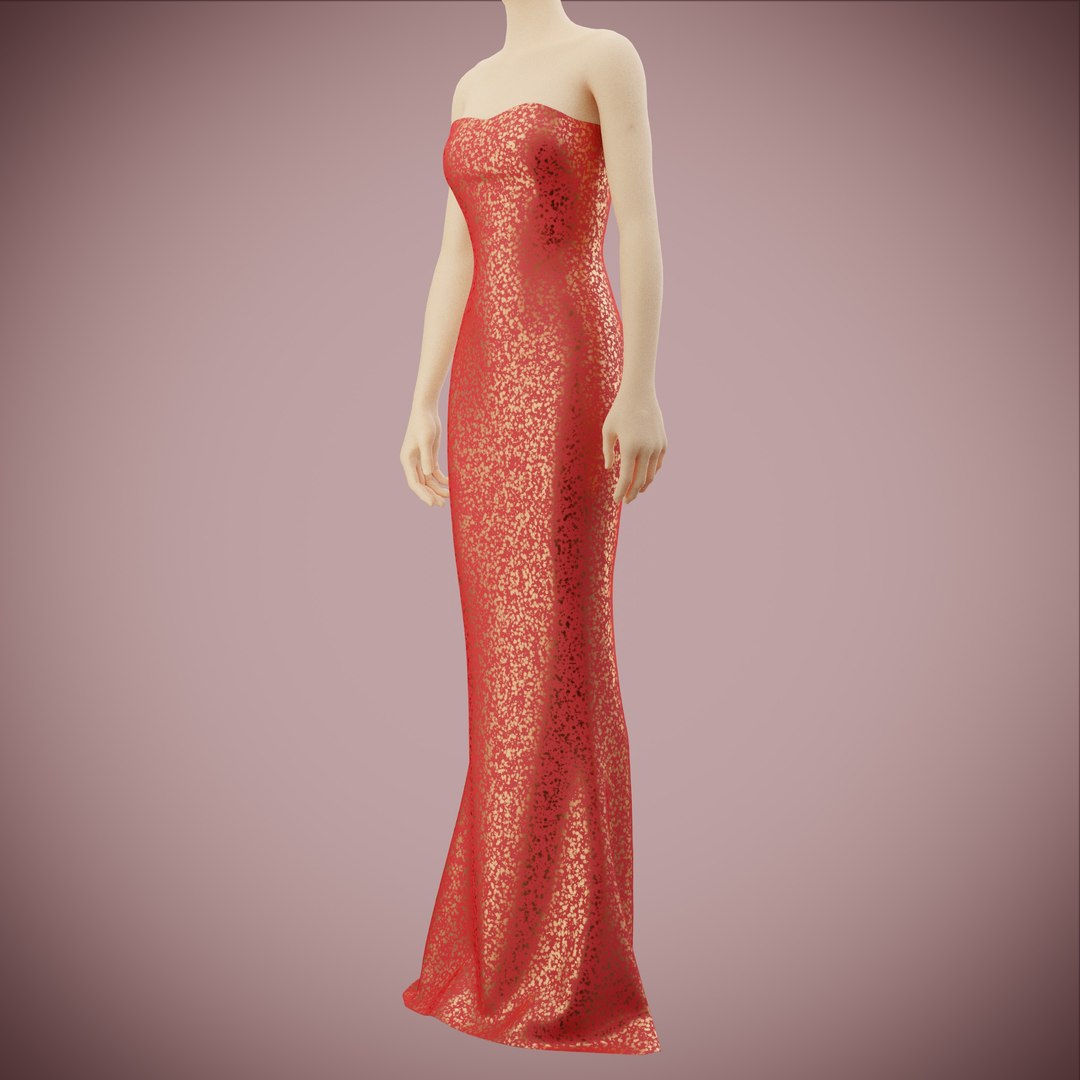 3D sequin silk dress - TurboSquid 1592273