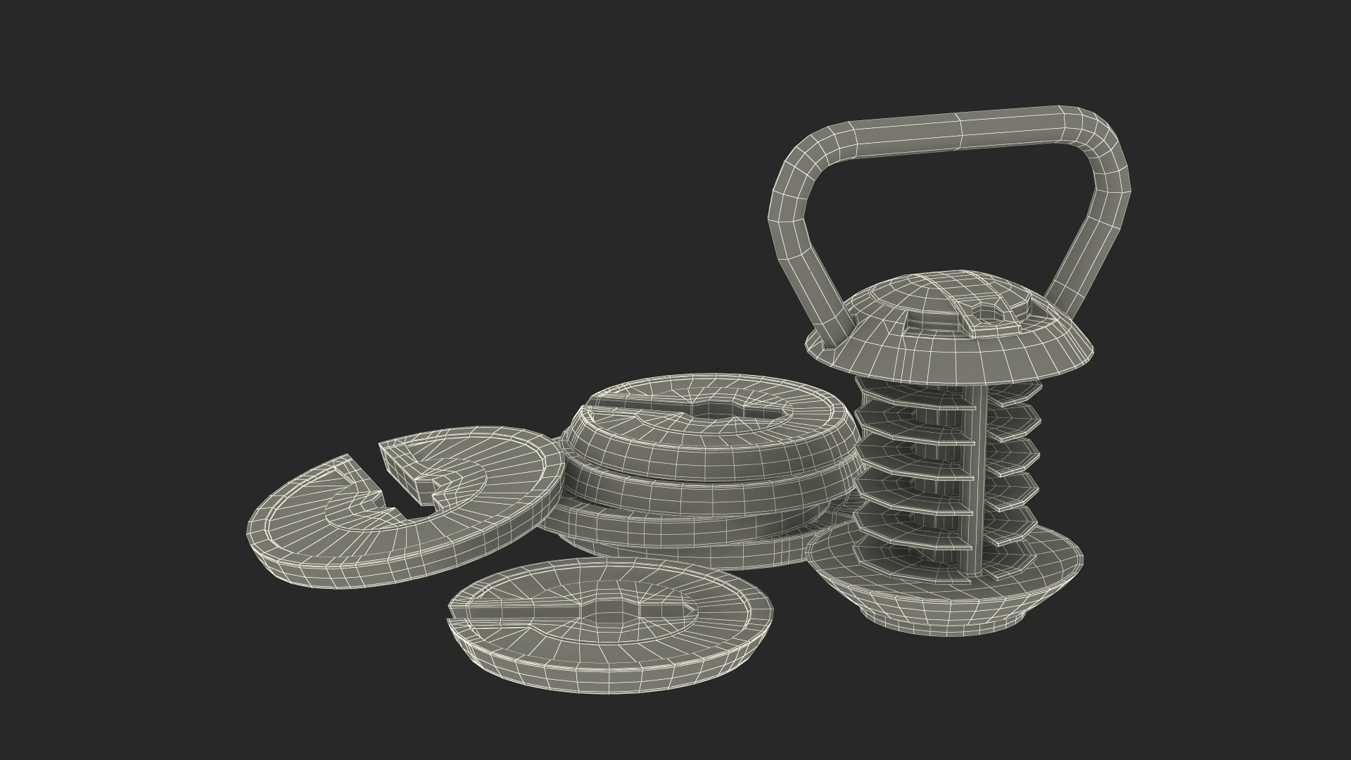 3D Model Kettlebell With Disks Gray - TurboSquid 2253635