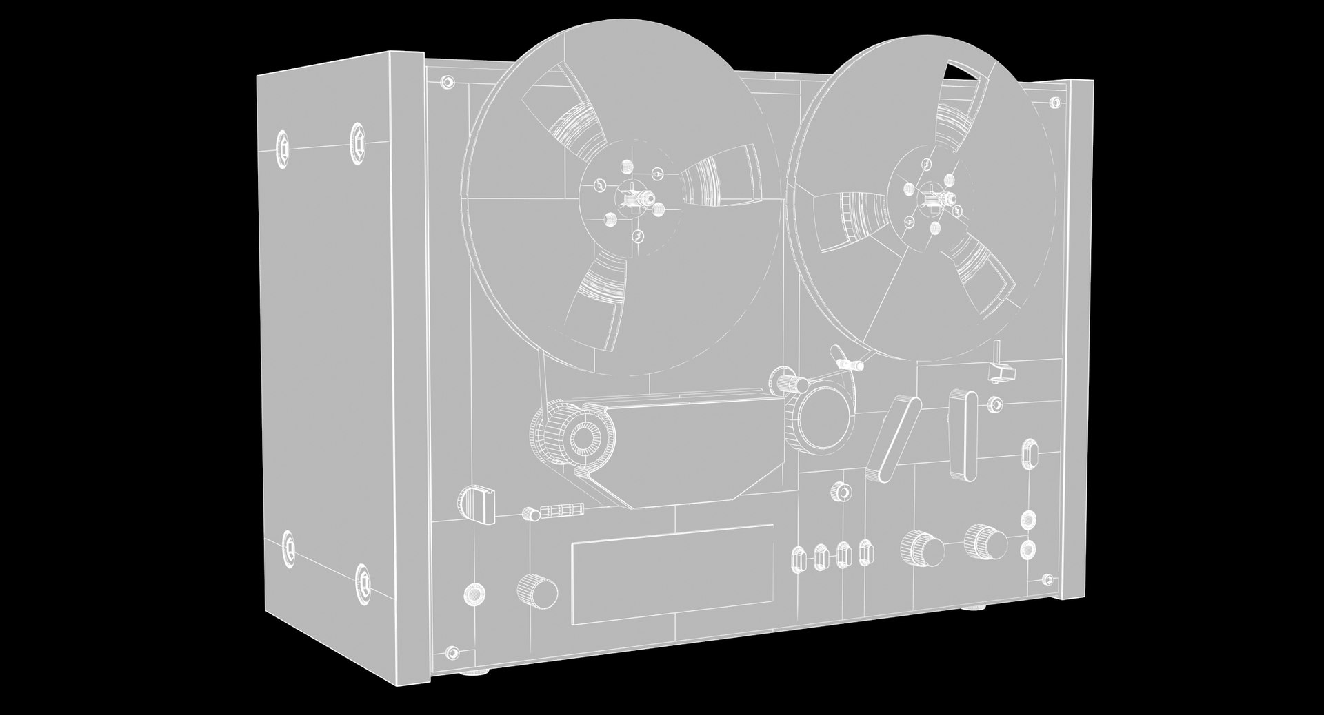 photoreal open reel tape recorder 3d obj