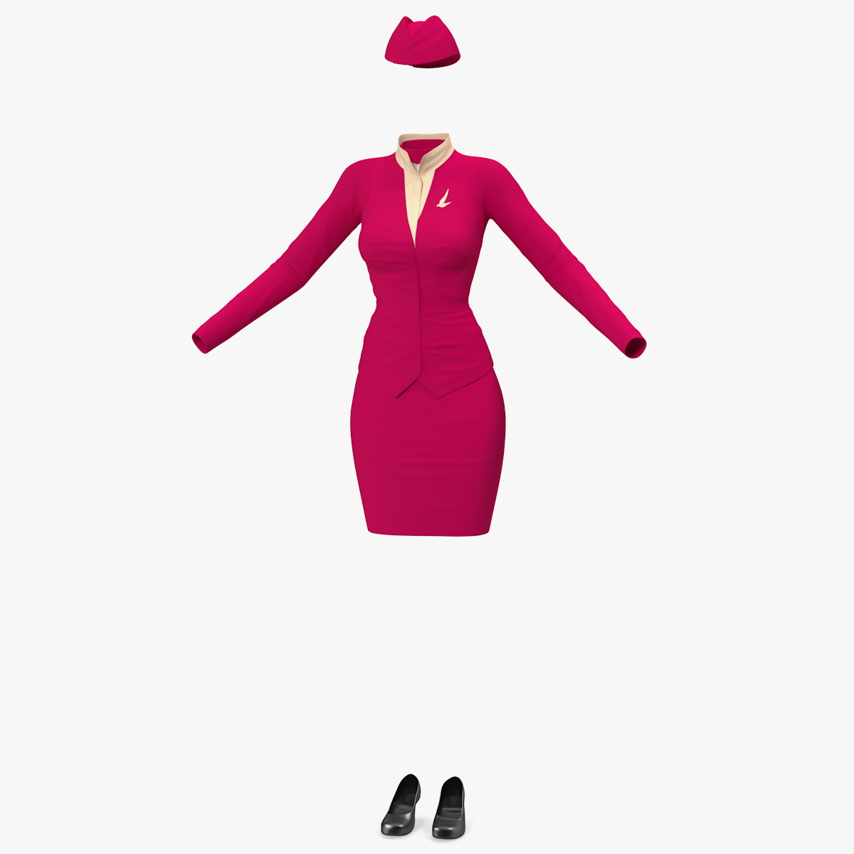 3D maroon stewardess uniform model - TurboSquid 1607802