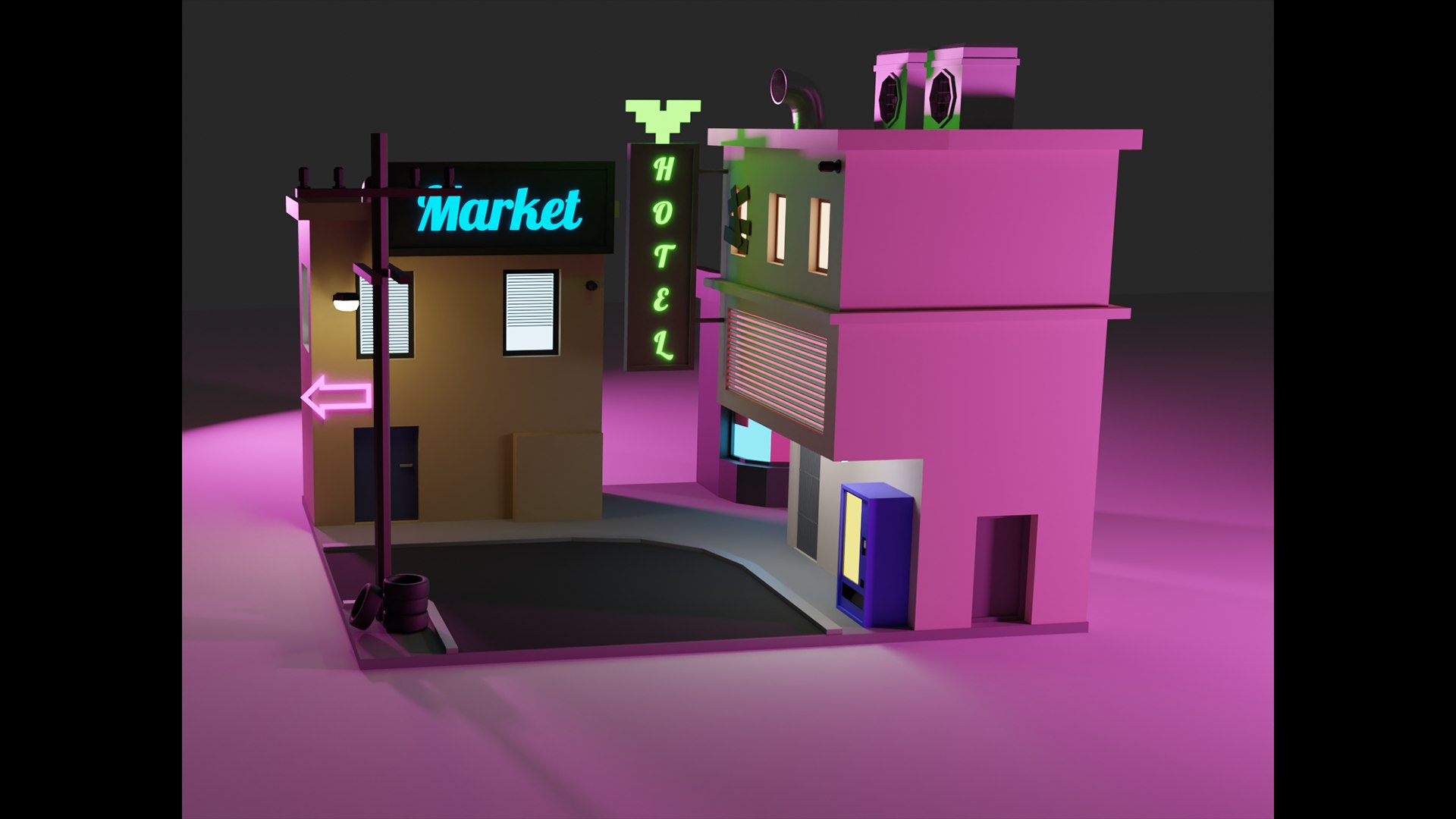 Low poly cyberpunk corner 3D - TurboSquid 2111542