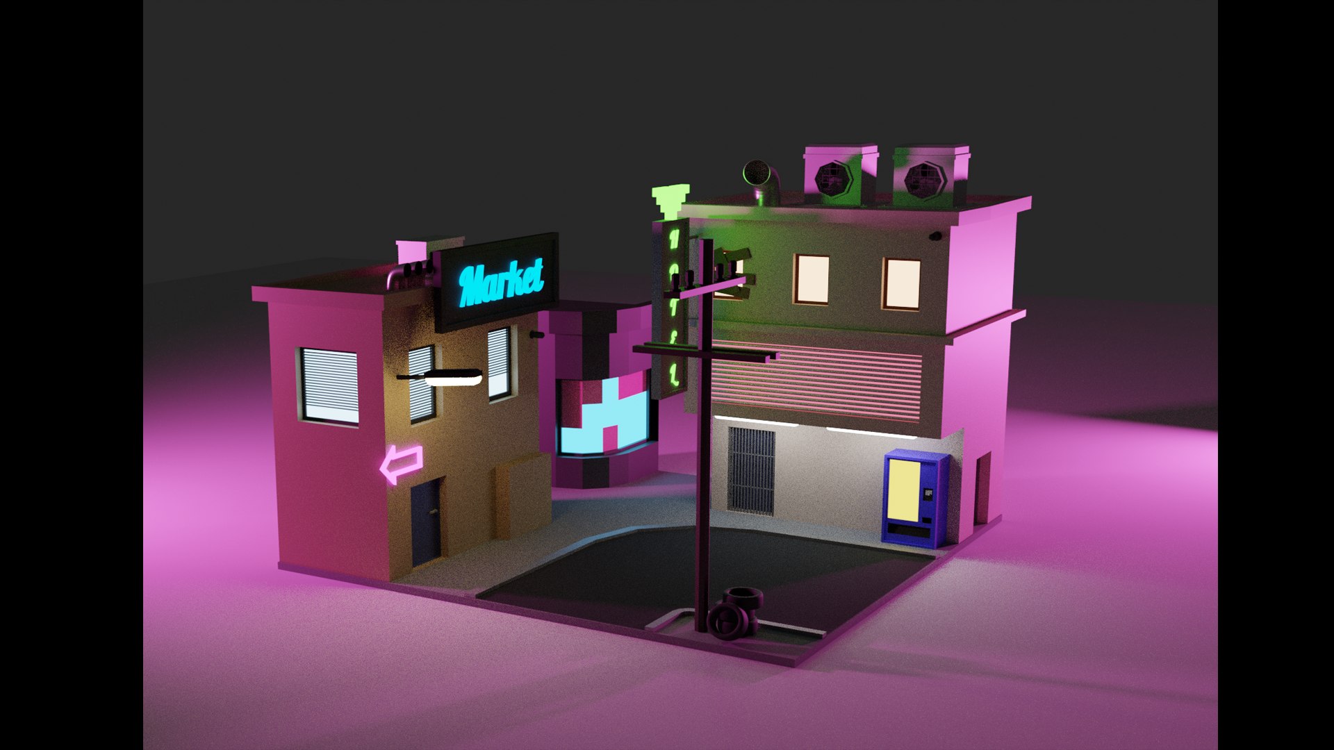 Low poly cyberpunk corner 3D - TurboSquid 2111542