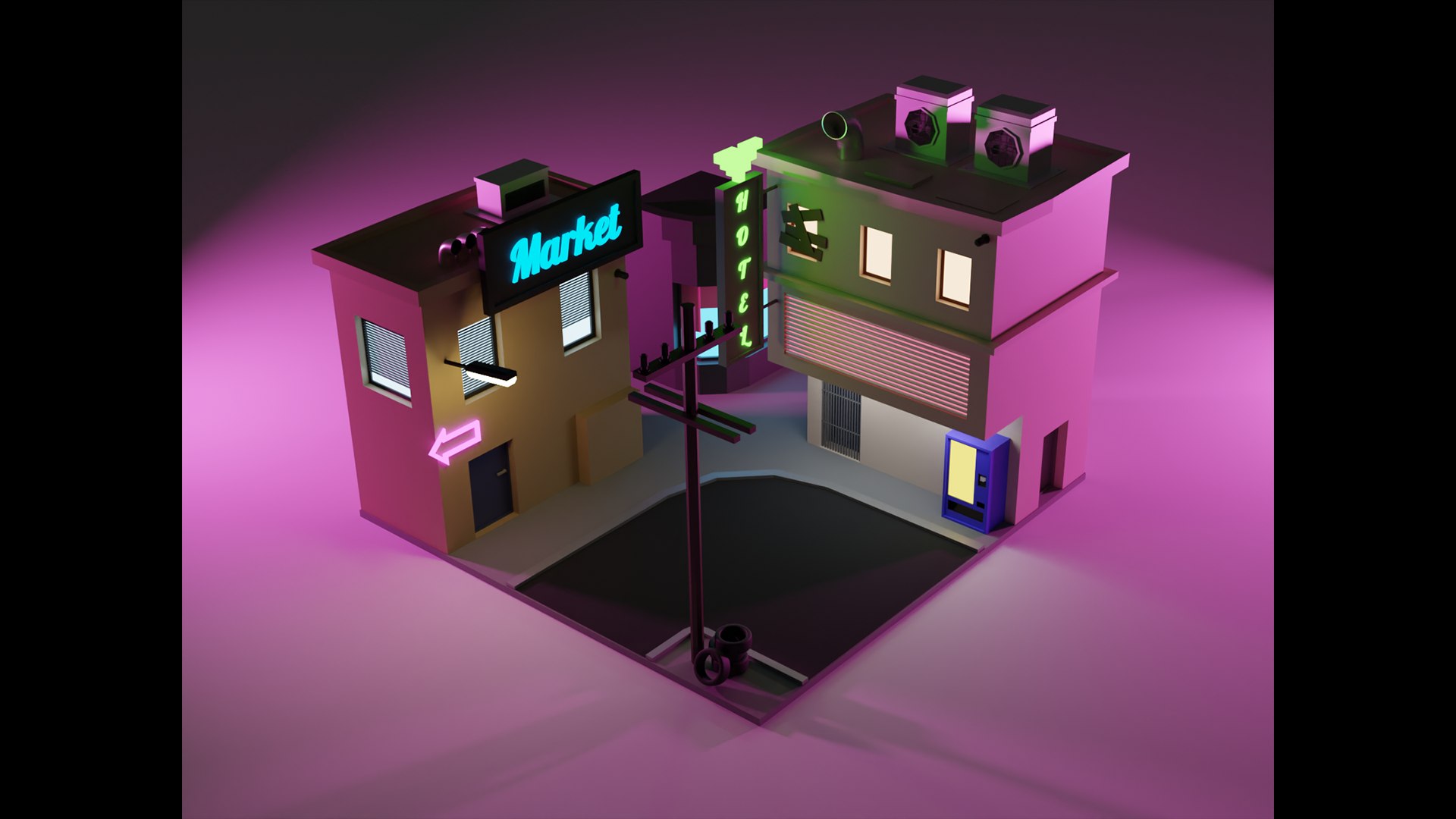 Low poly cyberpunk corner 3D - TurboSquid 2111542