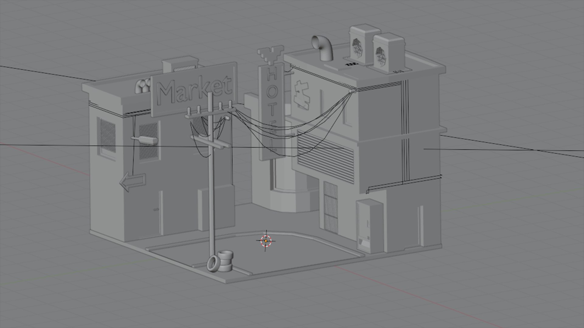 Low poly cyberpunk corner 3D - TurboSquid 2111542