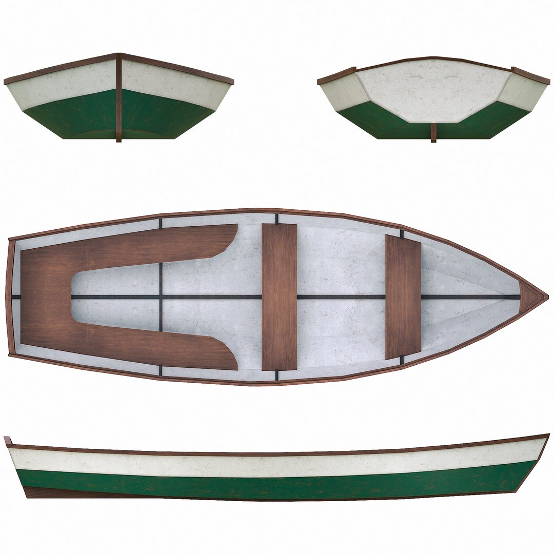 Painted Wooden Boats And Paddles 3D - TurboSquid 1854647