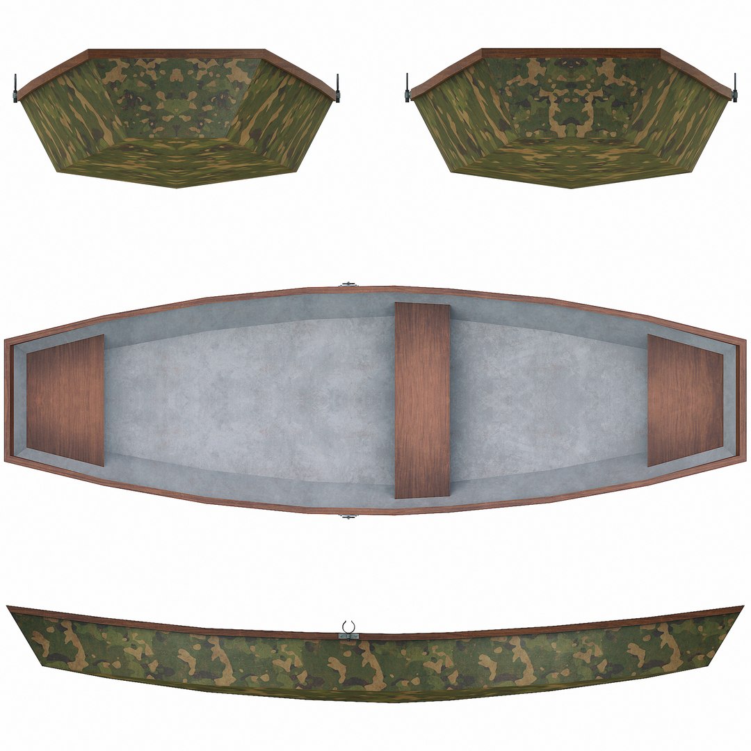 Painted Wooden Boats And Paddles 3D - TurboSquid 1854647