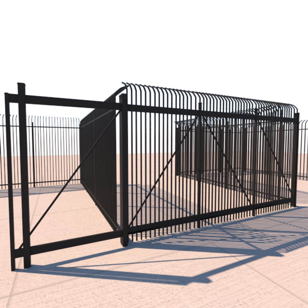 3d model security fence - gate