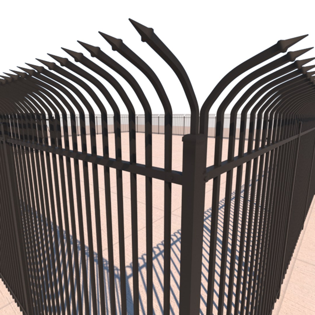3d model security fence - gate
