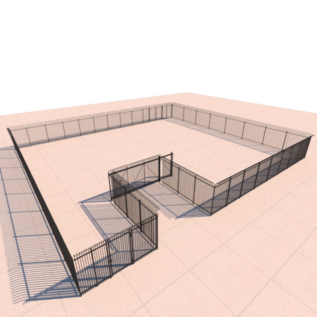 3d model security fence - gate