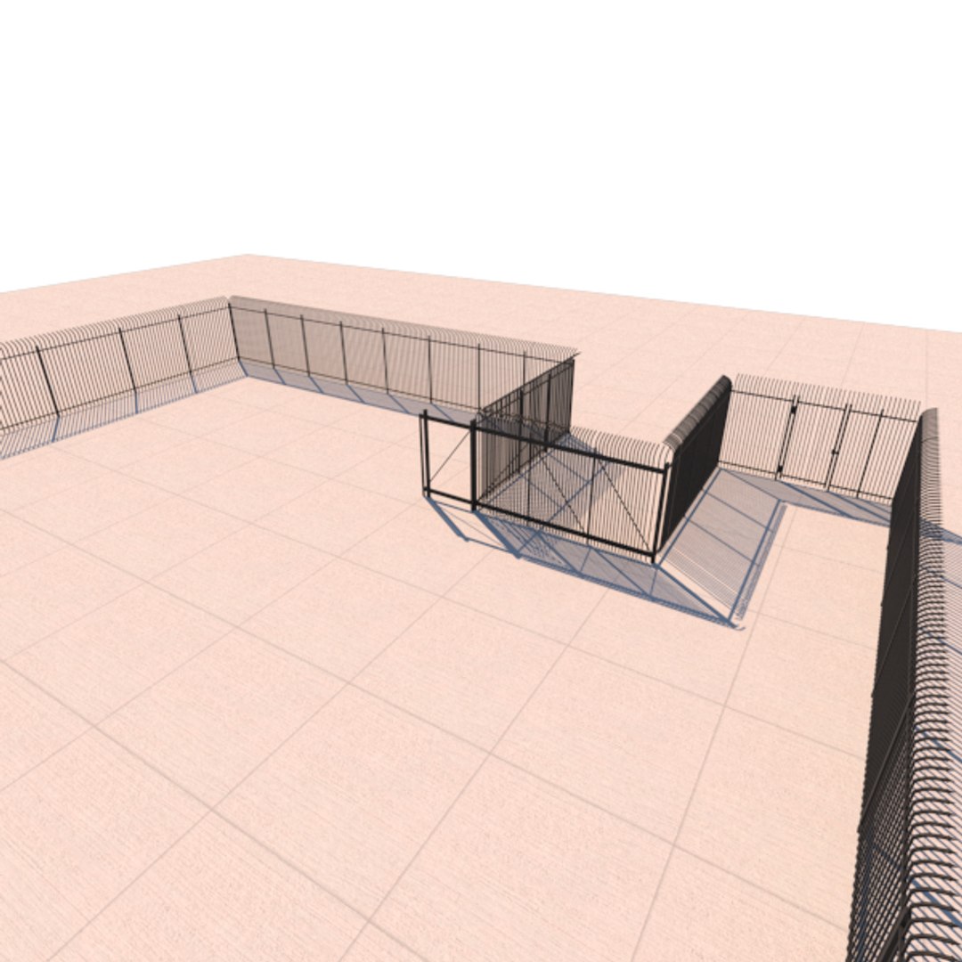 3d model security fence - gate