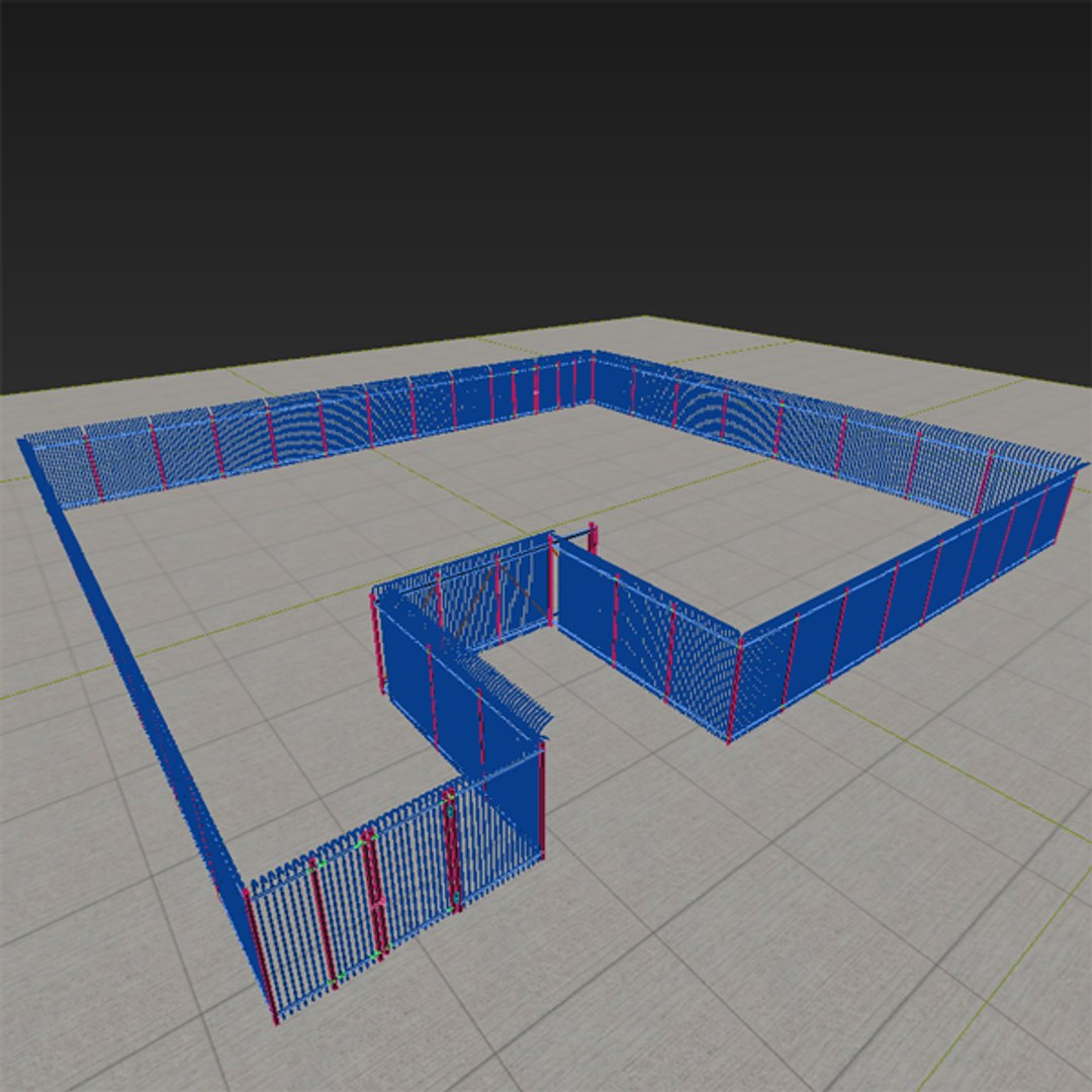 3d model security fence - gate