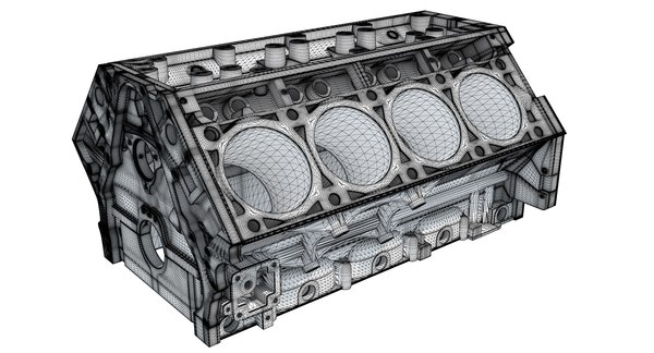 3d model print ready v8 engine
