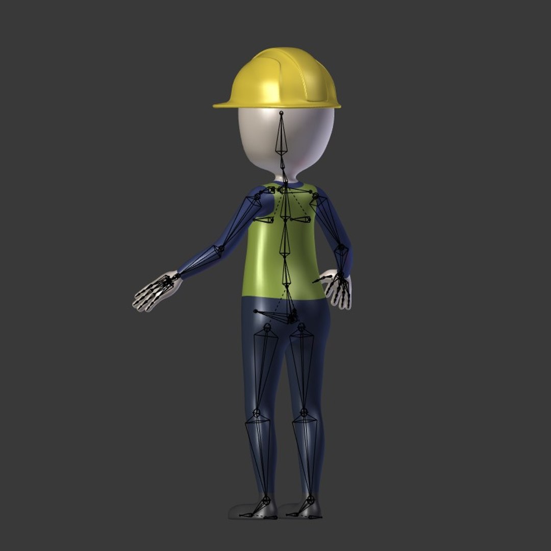 Cartoon Civil Engineer Model - TurboSquid 1390261