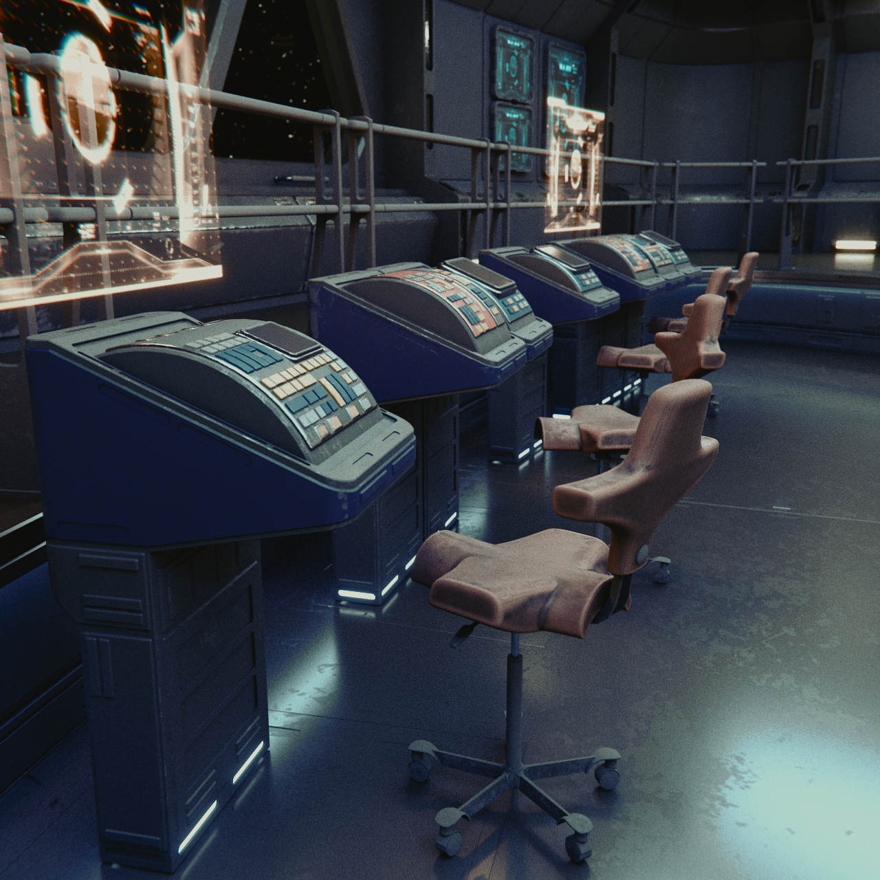 starship command center pbr 3d model