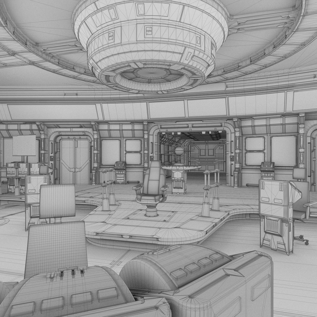 starship command center pbr 3d model