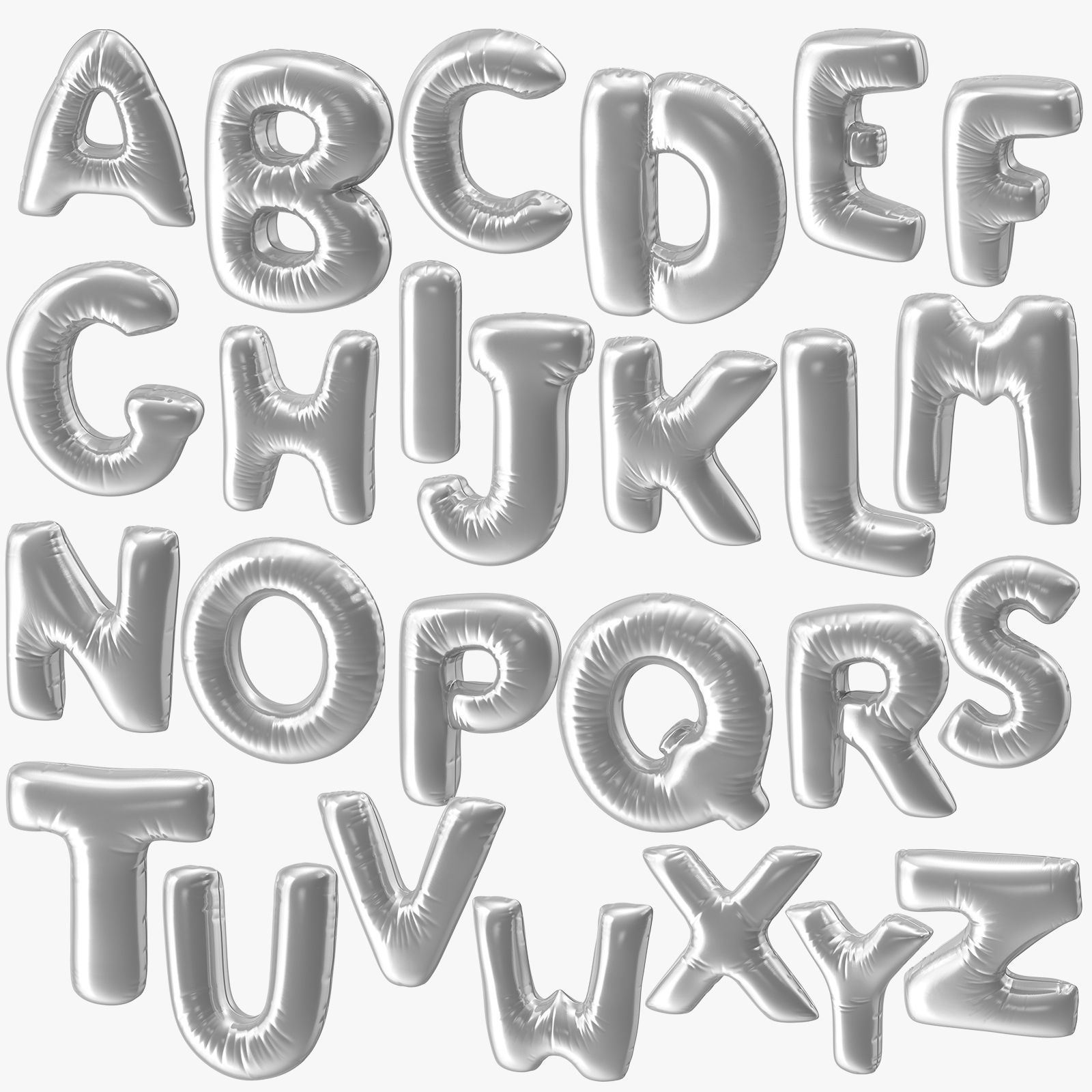 3D model foil balloon letters silver - TurboSquid 1242476