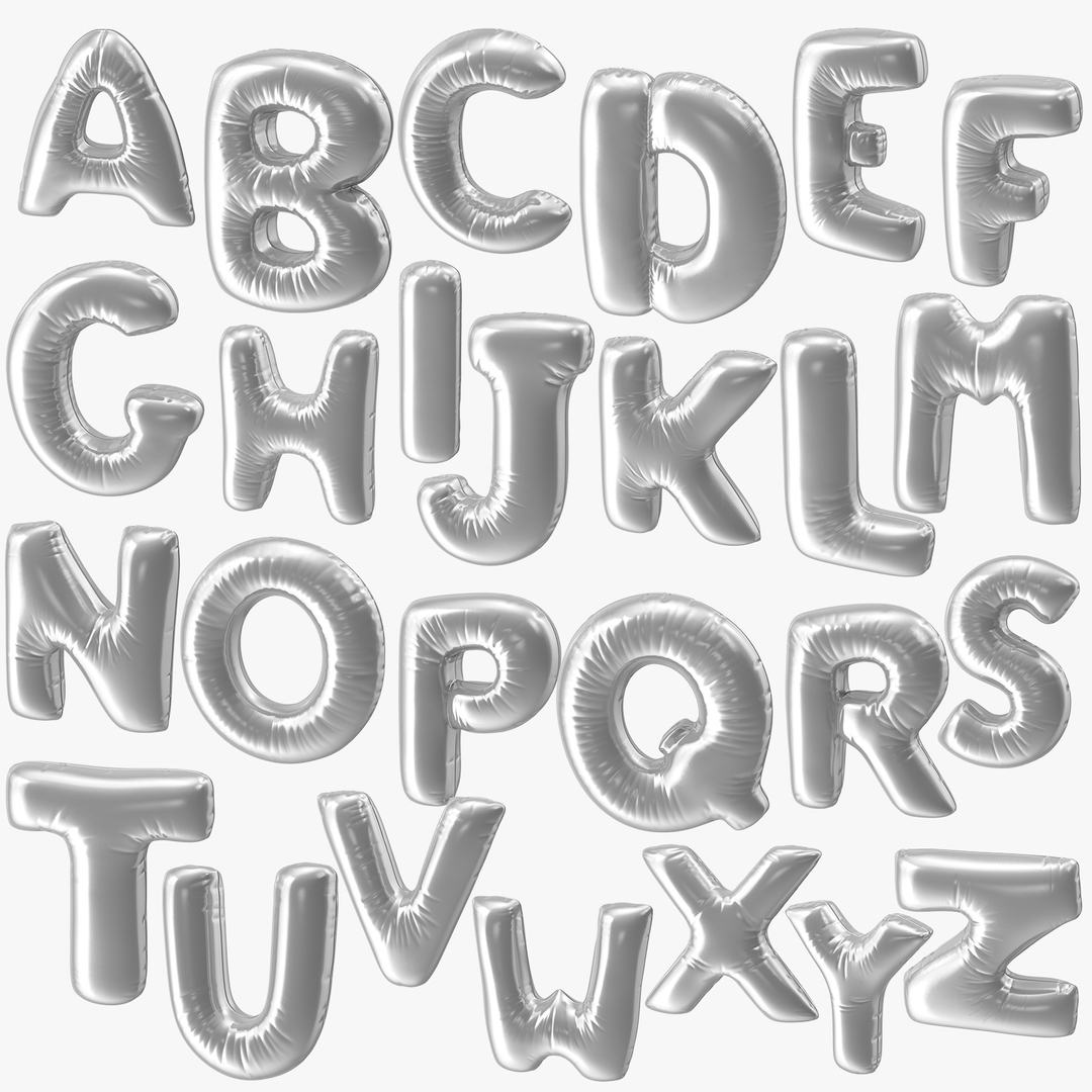 3D model foil balloon letters silver - TurboSquid 1242476