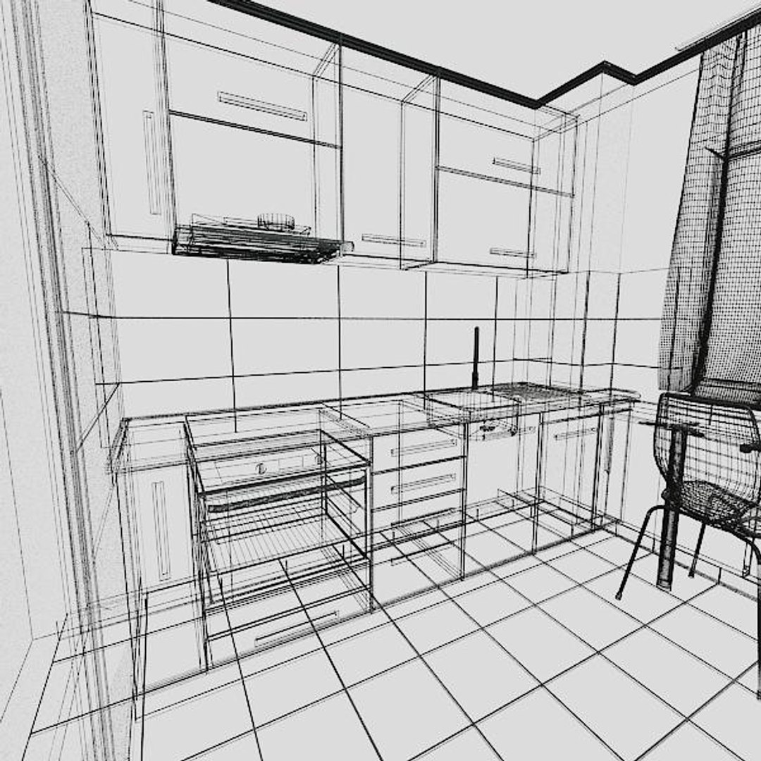 3d Kitchen Scene Var 1 Model