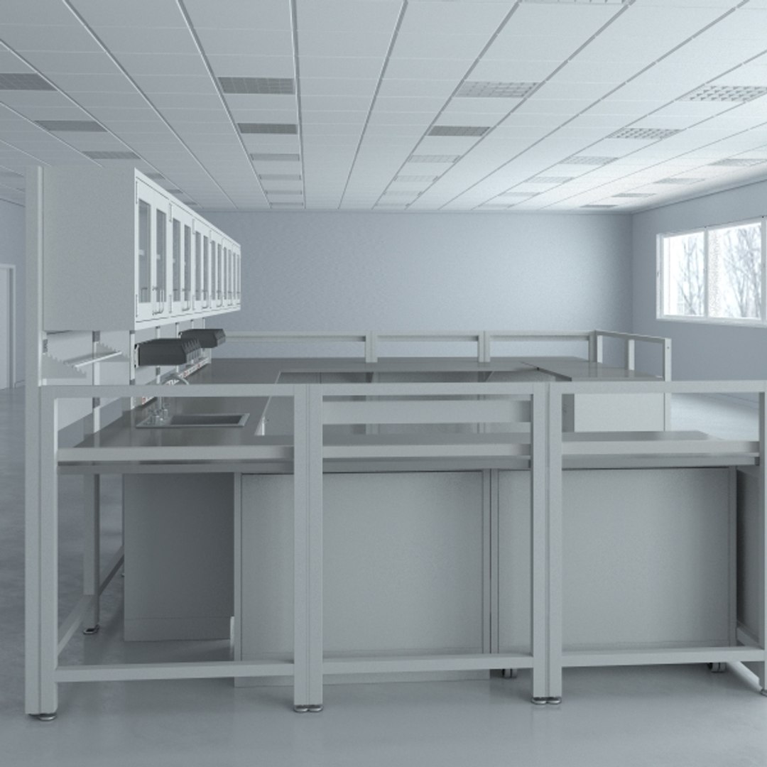 Lab Furniture Typical Set 3d Model
