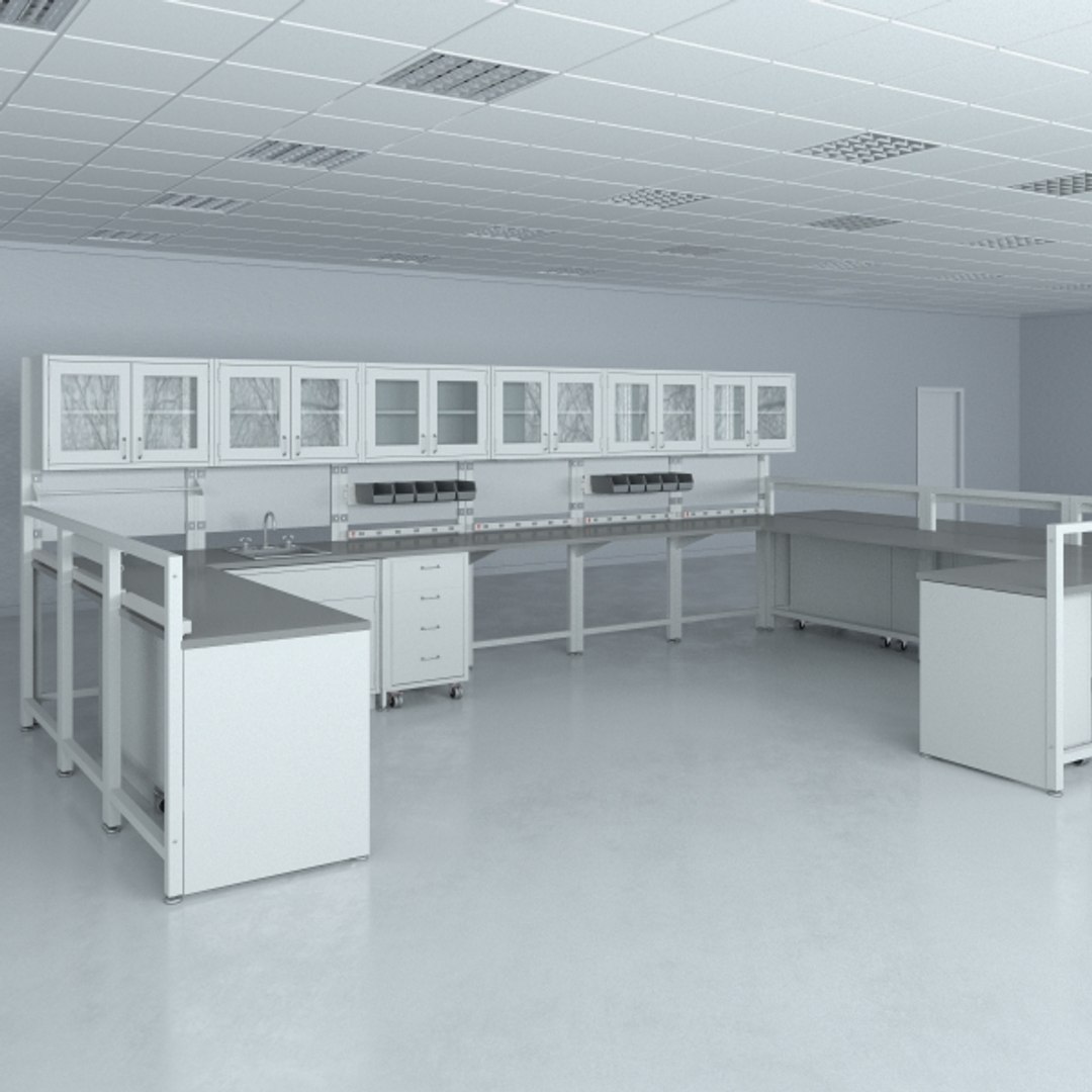 Lab Furniture Typical Set 3d Model