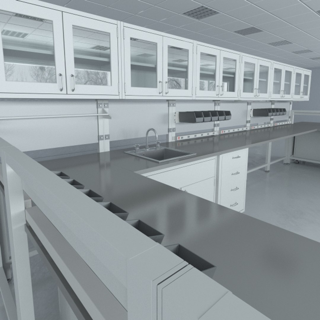 Lab Furniture Typical Set 3d Model