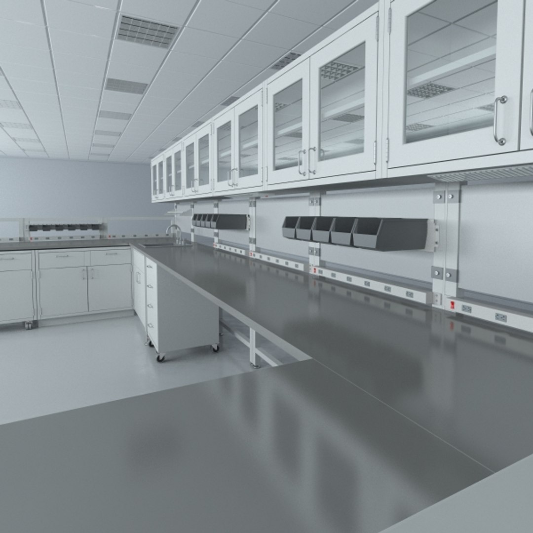 Lab Furniture Typical Set 3d Model
