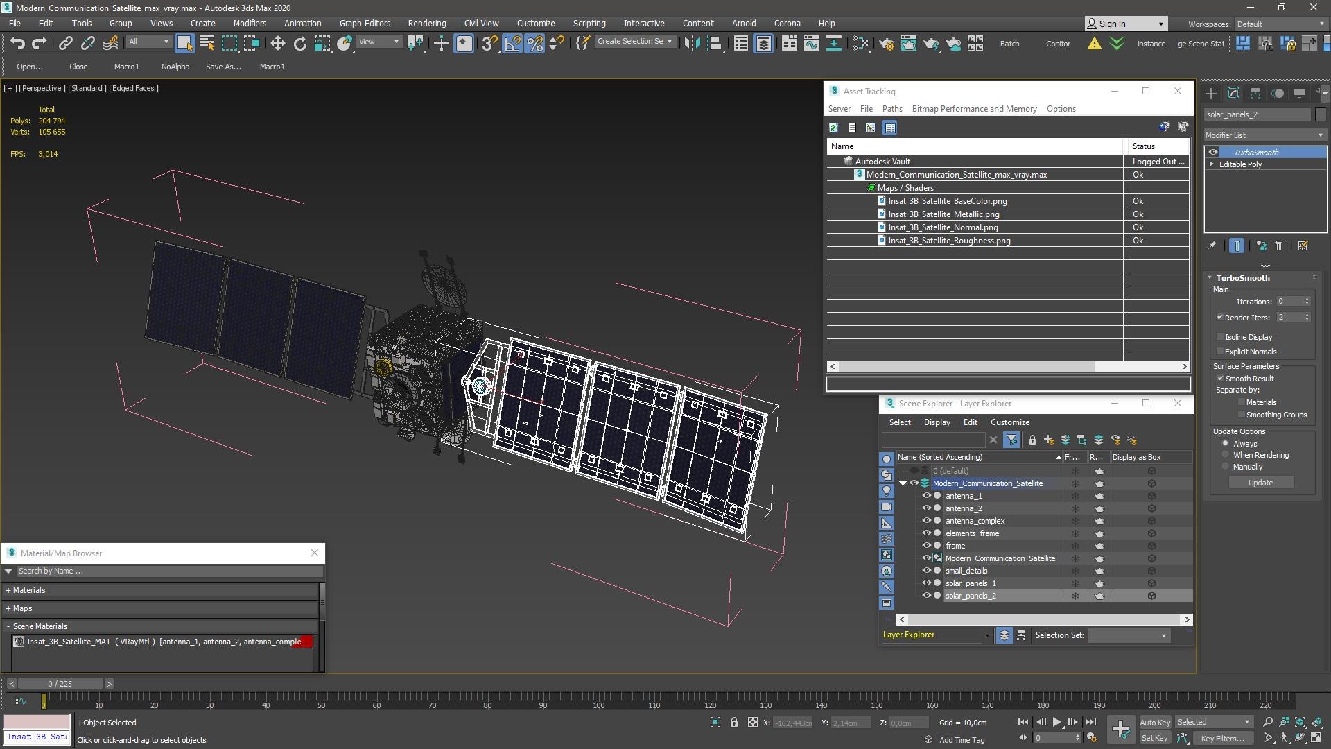 3D Modern Communication Satellite Model - TurboSquid 2425126