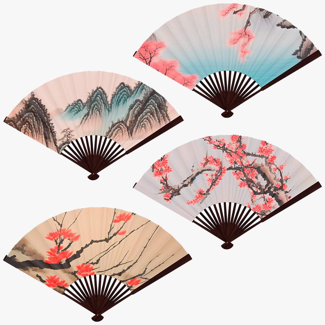 3D Traditional Folding Fans Collection model - TurboSquid 2142405